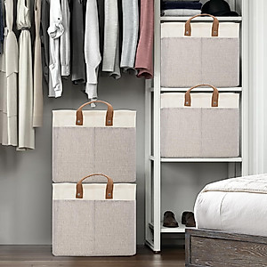 STORAGEIDEAS Storage Basket Bins with Metal Frame, Extra Large Collapsible Fabric Storage Baskets for Organizing Shelf, Basket Organizer W/Handles for Toys Towels, Laundry, Nursery, 2-Pack, White Grey