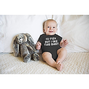 I'd Flex But I like This Shirt - Funny Baby Essentials Bodysuit - Newborn Baby Boy Clothes (Newborn, Black)