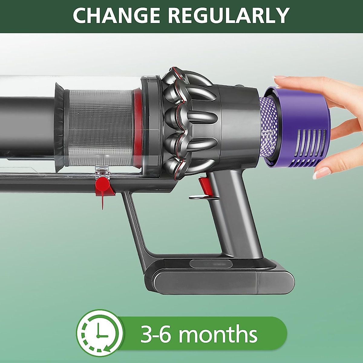 2 Pack V10 Filters Replacement for Dyson Cyclone Series, Cyclone V10 Absolute, Cyclone V10 Animal, Cyclone V10 Motorhead, Cyclone V10 Total Clean, SV12, Replaces Part # 969082-01