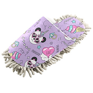 Cute Panda Unicorn Mop Slippers Shoes Cover for Floor Cleaning Washable Dirty Dust Hair Cleaners Microfiber Mop Socks for Office Kitchen House