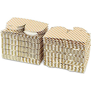 Sparkle and Bash Gold Foil Striped Party Favor Gift Boxes (2.6 x 2.6 x 1.6 Inches, 100 Pack)