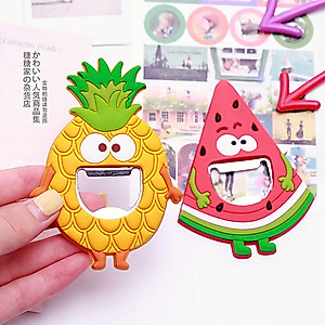 Refrigerator Magnet Silicone Metal Bottle Opener for Beer Coke Bartender Kitchen Barware Metal Novelty Cute Fun Shape (Pineapple)