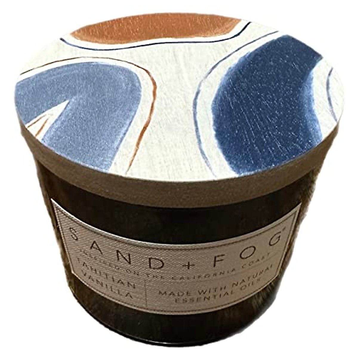 Sand + Fog Tahitian Vanilla Candle in a Glass Jar with Wood Lid - 12 oz. (Black)