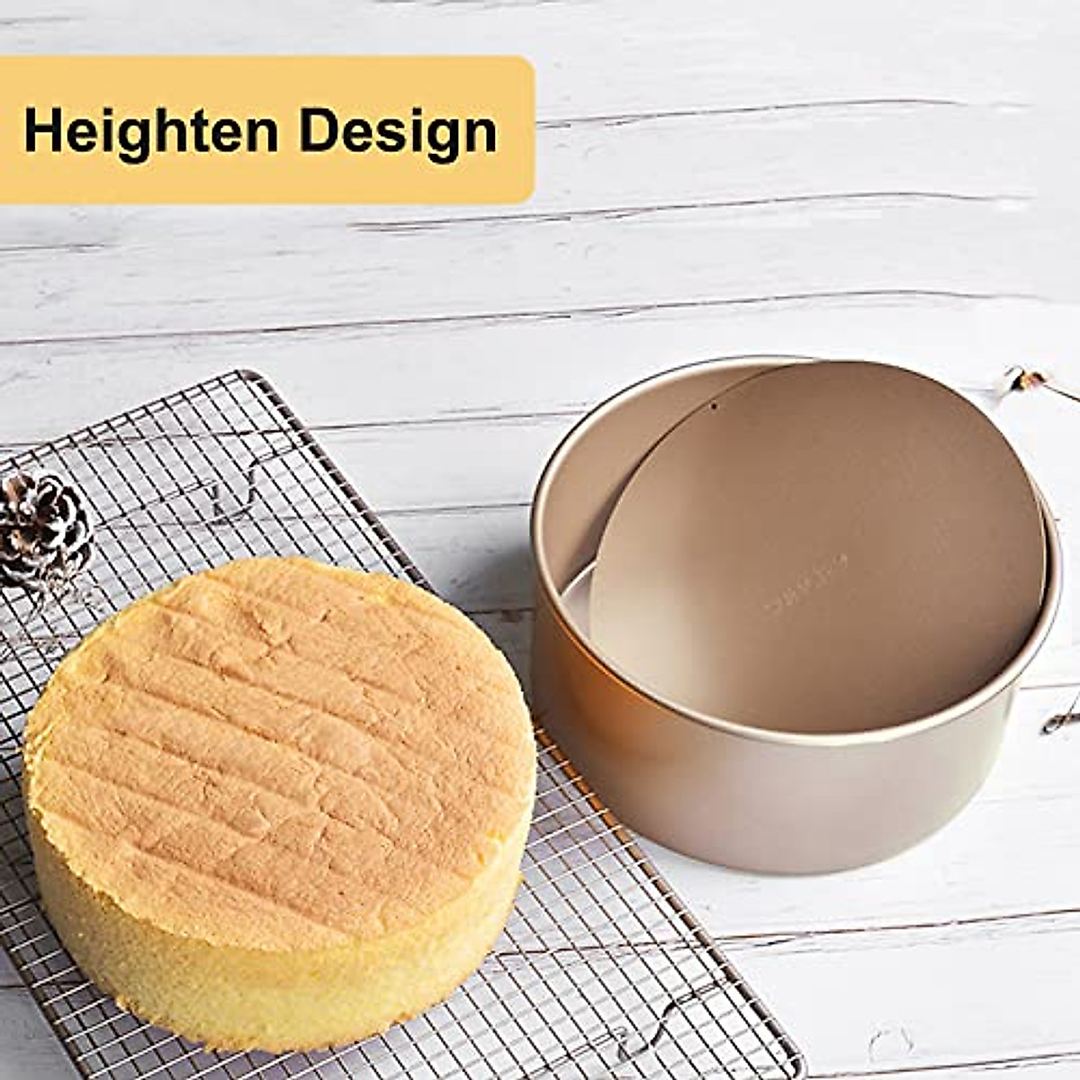 6 Inch Cake Pan Non-Stick Carbon Steel Deep Round Baking Pan with Removable Loose Bottom, Heavy Duty Deep Wall Bakeware Round Cake Pans, Quick Release Cake Molds for Baking Layer Cake, Cheese Cake