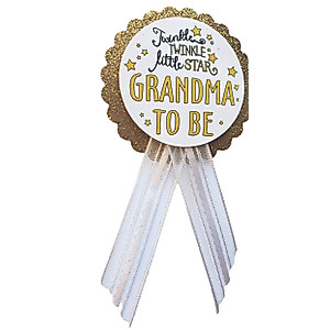 Grandma to Be Pin Twinkle Little Star Baby Shower Pin White & Gold for Nona to wear, It's a Girl, It's a Boy Baby Sprinkle