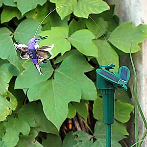 Caneem Solar Hummingbird, Solar Powered Flying Hummingbird, Solar or Battery Powered Realistic Birds Garden Decor for Outdoor, Yard