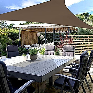 BeQell Sun Shade Sail Outdoor Triangle Shade Canopy UV Block Awning for Patio Garden Backyard Lawn (16.5'x16.5'x16.5', Brown)