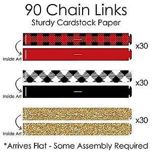 Big Dot of Happiness Flannel Fling Before the Ring - 90 Chain Links and 30 Paper Tassels Decoration Kit - Buffalo Plaid Bachelorette Party Paper Chains Garland - 21 feet