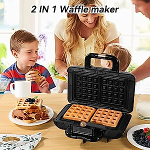 Mini Truck and Car Waffle Maker for Kids 2 in 1 Electric Non-Stick Waffle Maker Make 8 Fun Different Bulldozer Truck & More Shaped Waffles Pancake Breakfast Maker for Kids Unique Gifts for Kids
