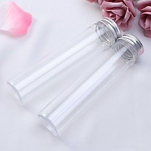 UEETEK 15pcs 110ml Flat-Bottomed Plastic Clear Test Tubes with Screw Caps Candy Cosmetic Travel Lotion Containers