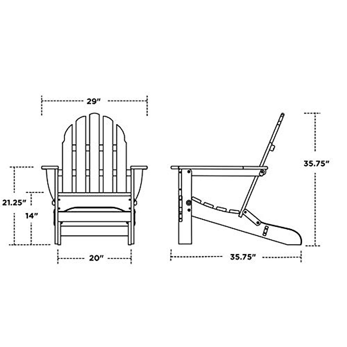 POLYWOOD AD5030SR Classic Folding Adirondack Chair, 38.5" H x31.25 W x 33.5" D, Sunset Red