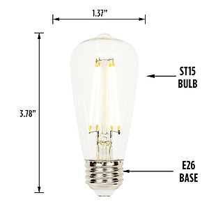 Westinghouse 4518700 6.5 Watt (60 Watt Equivalent) ST15 Dimmable Clear Filament LED Light Bulb, Medium Base (6-Pack)