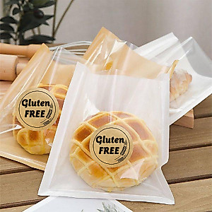 1 inch Gluten Free Brown Kraft Stickers Gluten Food Rotating Label Stickers for Gluten Free Food Retail Package 500pcs