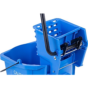 Carlisle FoodService Products Mop Bucket with Side-Press Wringer for Floor Cleaning, Restaurants, Offices, And Janitorial Use, Polyproylene, 26 Quarts, Blue