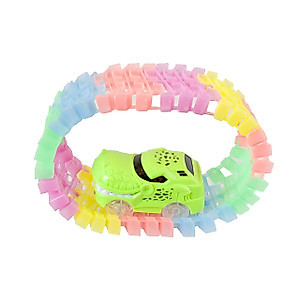 Mindscope NEON Glow Twister Tracks Dino Series 11 Feet of Neon Glow in The Dark Track Set with Dinosaur Accessories