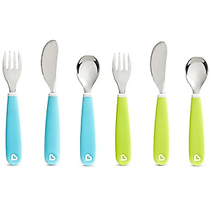 Munchkin® Splash™ Toddler Fork, Knife and Spoon Utensil Set, 6 Pack, Blue/Green