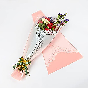 Flower Wrapping Paper Cellophane Bags for Bouquets Rose Sleeve Birthday Holiday Wrap 20pcs L-Pink