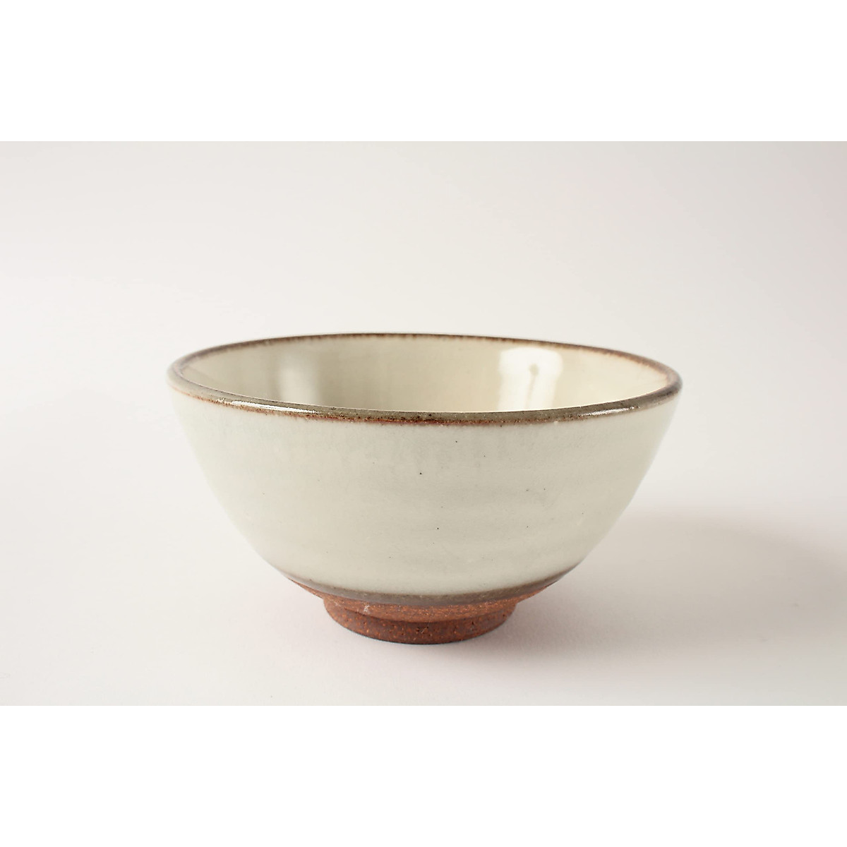 Mino ware Japanese Pottery Rice Bowl Matte White with Brown Edge made in Japan (Japan Import) KSC009
