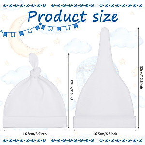 SATINIOR 3 Pieces Sublimation Blank Baby Beanie Hats White Blank Newborn Knotted Beanie Caps Adjustable Sublimation Infant Baby Hats for Boys Girls