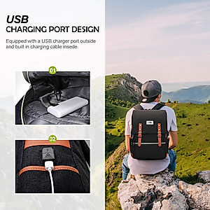 JOYHILL Vintage Laptop Backpack for Men Women, Unisex Fashion School College Rucksack, Travel Backpack Fits 15.6 Inch Laptop