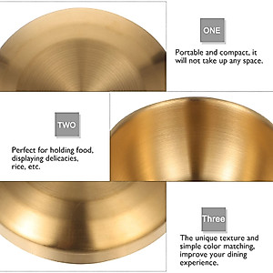 YARNOW Rice Washing Bowl Stainless Steel Rice Bowl with Lid, Vacuum Insulated Bowl with Lid, Double Layer Bowl with Lid, for Rice Soup Noodles Cereal (4.5 x 2.9 Inch, Golden) Rice Bowls