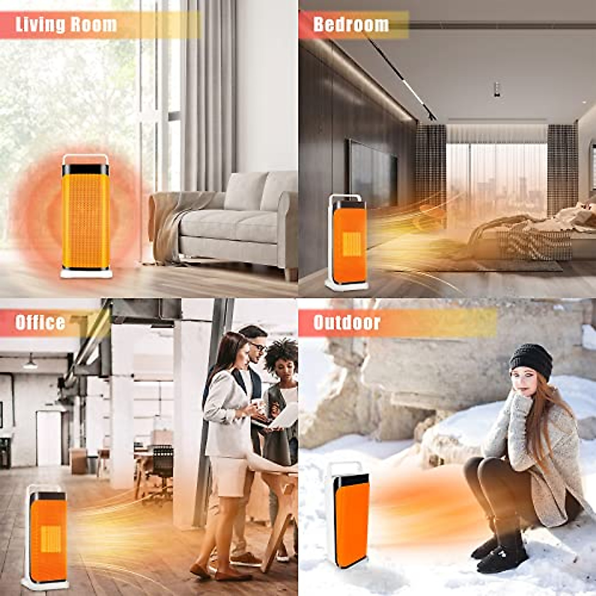 tectake Outdoor Patio Heater, 1500W Electric Tower Heater with Remote Control, 120° Oscillating, Portable Space Heaters for Indoor Use, Bedroom, Office, Outside, Tent