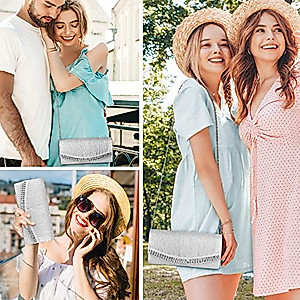 Pinprin Ladies Evening Clutch Elegant Envelope Handbag Womens Wedding Party Prom Bridal Party Purse (B-Silver)