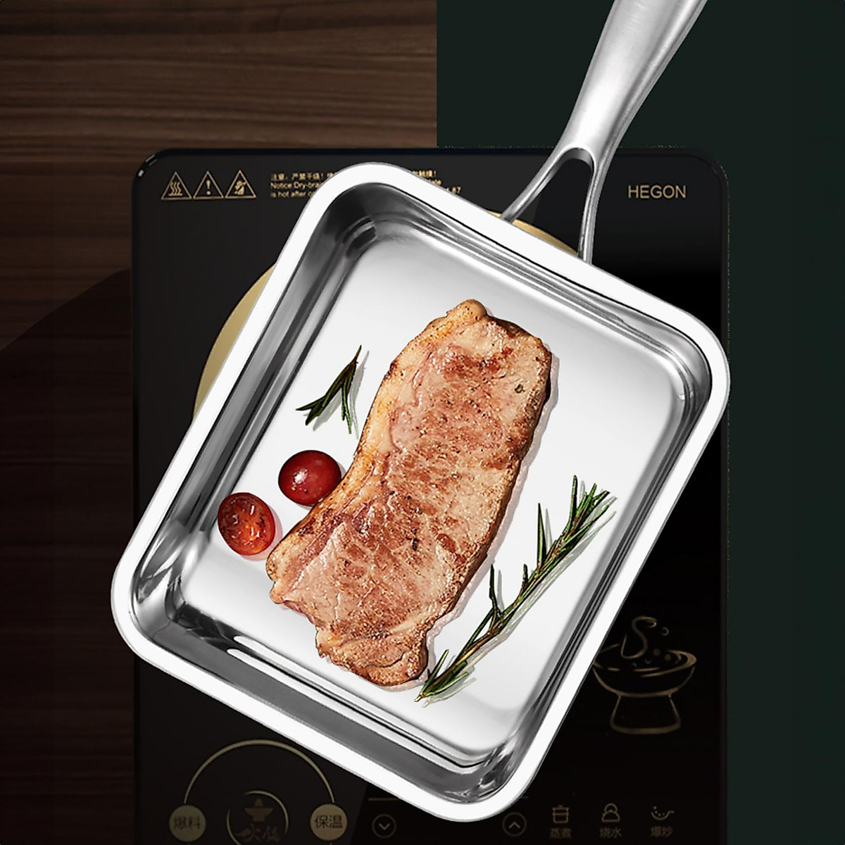 SSYSHANGSYA Japanese Omelette Pan - Tamagoyaki Nonstick Pan - Square Pan - Egg Roll Pan - Rectangle Frying Pan - Small Frying Egg Pan, Cooktop Safe, 7.5 x 6.3 inch (Stainless Steel)