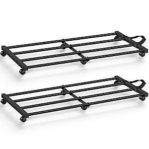 Mr IRONSTONE Lengthened Under Bed Storage with 6 Wheels, Rolling Underbed Storage with Handle, Metal Under the Bed Storage with High Load Capacity Up to 80LBS (2 Pack (36.42"x16.73"x2.36"))