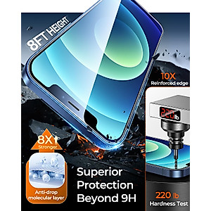 DIMONCOAT 4-PACK Screen Protector Compatible with iPhone 12/ iPhone 12 Pro [Auto Alignment Kit] [10X Military Protection] for 12/12 Pro 6.1'' HD Diamonds Hard Tempered Glass Zero Bubble