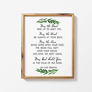 May The Road Rise Up To Meet You, Irish Blessing Print, Irish Prayer, Ireland Gift, Christian Gift, Wedding Gift, Green Wall Art Watercolor 8 x 10 Inches Frame NOT INCLUDED