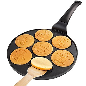Puppy Friends Mini Pancake Pan - Make 7 Unique Flapjacks - Nonstick Griddle for Breakfast Pup Animal Fun & Easy Cleanup - Fun Dog Related Gift for Kids & Adults, Boys or Girls