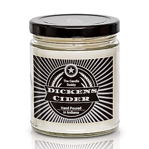Dickens Cider- Funny Apple Bourbon Cider Scented Jar Candle Fall- 6 Ounce- 40 Hour Burn