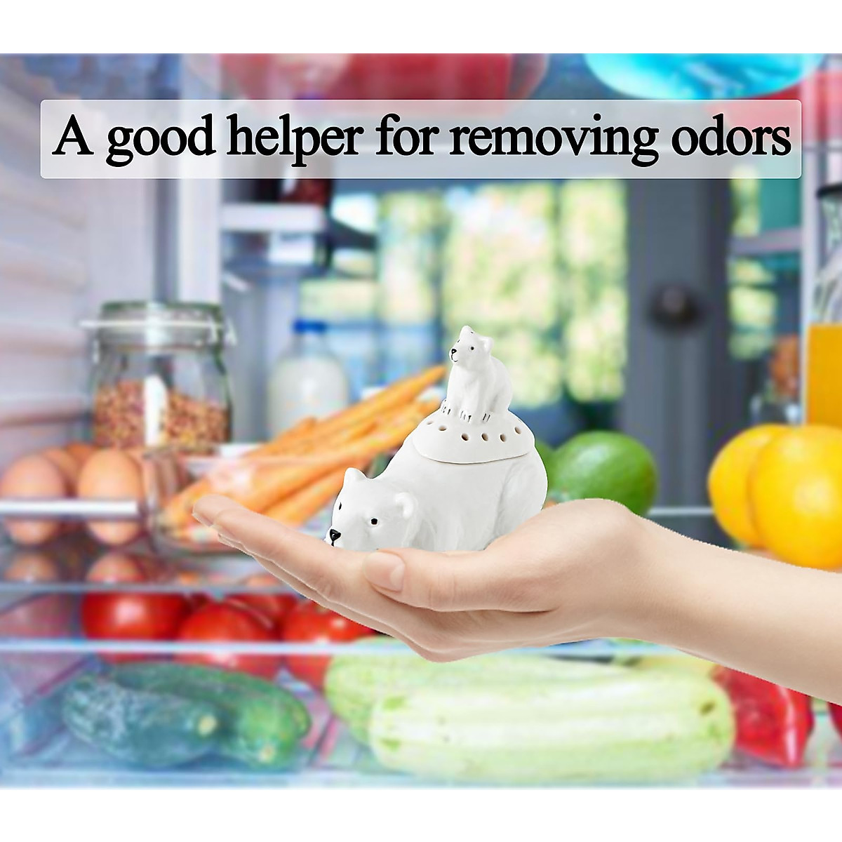 dgudgu Bear Baking Soda Container Ceramic Baking Soda Holder For Fridge Cute Kitchen Gadgets Baking Soda Fridge Holder For Eliminating Fridge And Freezer Odor