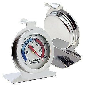 Surakey Refrigerator Thermometer, Fridge Stainless Steel Thermometer with Red Indicator, Large Dial Thermometers for Freezers Monitoring Thermometer for Home, Kitchen, Restaurants Type 2