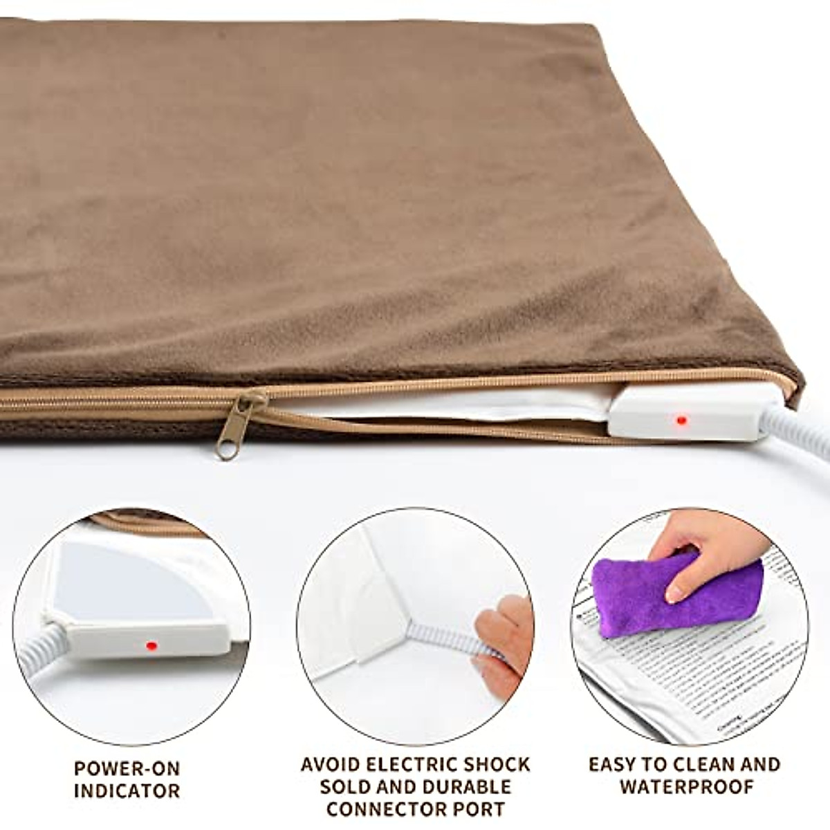 NAMOTEK Pet Heating Pad, Safe Electric Heating Pad for Dogs and Cats Indoor Warming Pad with Auto Constant Temperature