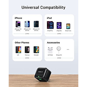 USB C Wall Charger, MOKiN 20W Fast Charger Block, Type C PD Power Delivery Charging Block with Foldable Plug for iPhone 13/13 Mini/13 Pro/13 Pro Max/12, Galaxy, Pixel 4/3, iPad/iPad Mini, and More