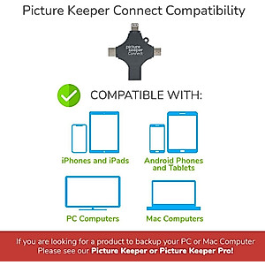Picture Keeper Connect Photo & Video USB Flash Drive for Apple, Android & PC Devices, 64GB Thumb Drive