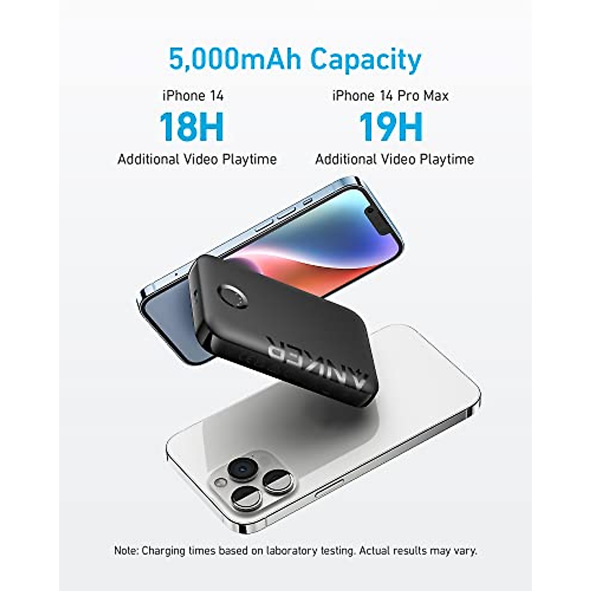 Anker 321 MagGo Battery (PowerCore Magnetic 5K), 5,000mAh Magnetic Wireless Portable Charger, Compatible with iPhone 15/15 Plus/15 Pro/15 Pro Max, iPhone 14/13/12 Series（Black）