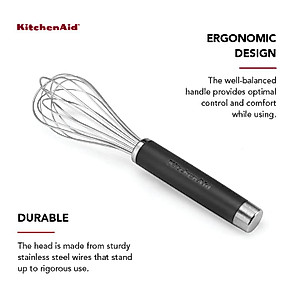 KitchenAid Gourmet Utility Whisk, 10.5-Inch, Matte Black