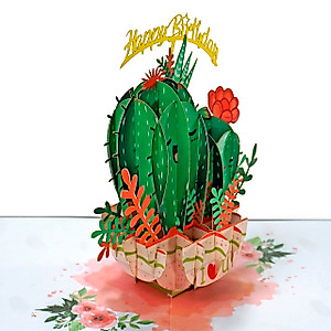 CUTPOPUP Happy Birthday Card Pop Up, 3D Greeting Card (Cactus)