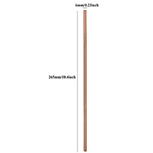 100Pcs Reusable Metal Straight Straw in Bulk Order. 265mm Long Rose Gold Drinking Straws Bronze Color Stainless Steel Straws for 20 and 30 oz Tumbler Yeti (10.5" Long, Rose Gold-100pcs Straight)