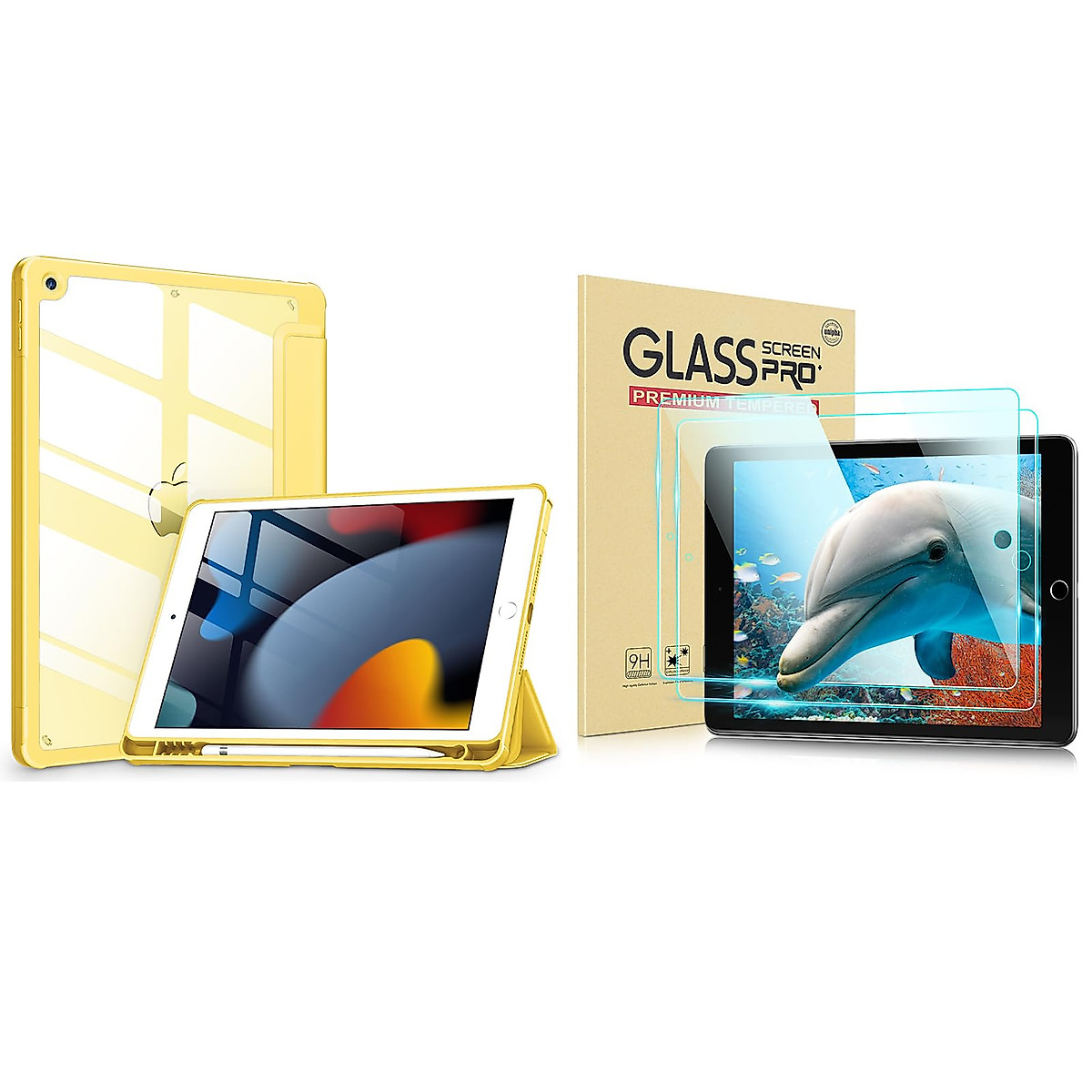 iPad 10.2 Inch Clear Bananas Case and 2 PC Tempered Glass