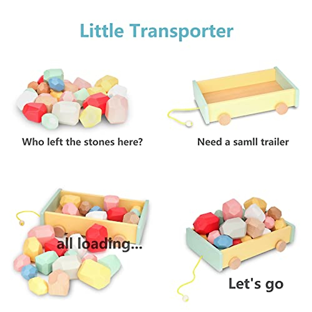 Cewkoo Wooden Stacking Blocks, 26 PCS Balancing Wood Building Blocks Set, Sorting and Stacking Games for Preschool Learning Educational Puzzle, Montessori Toys for Kids Toddlers 1Year Old+