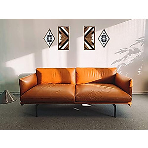 Southwestern Aztec Wall Decor, Native American Wood Wall Art Print Navajo Tribal Western Modern Boho For Home Living Room Bedroom Bohemian Geometric Diamond Frames Hanging Farmhouse Style Decorations (2 Rectangular Brown)