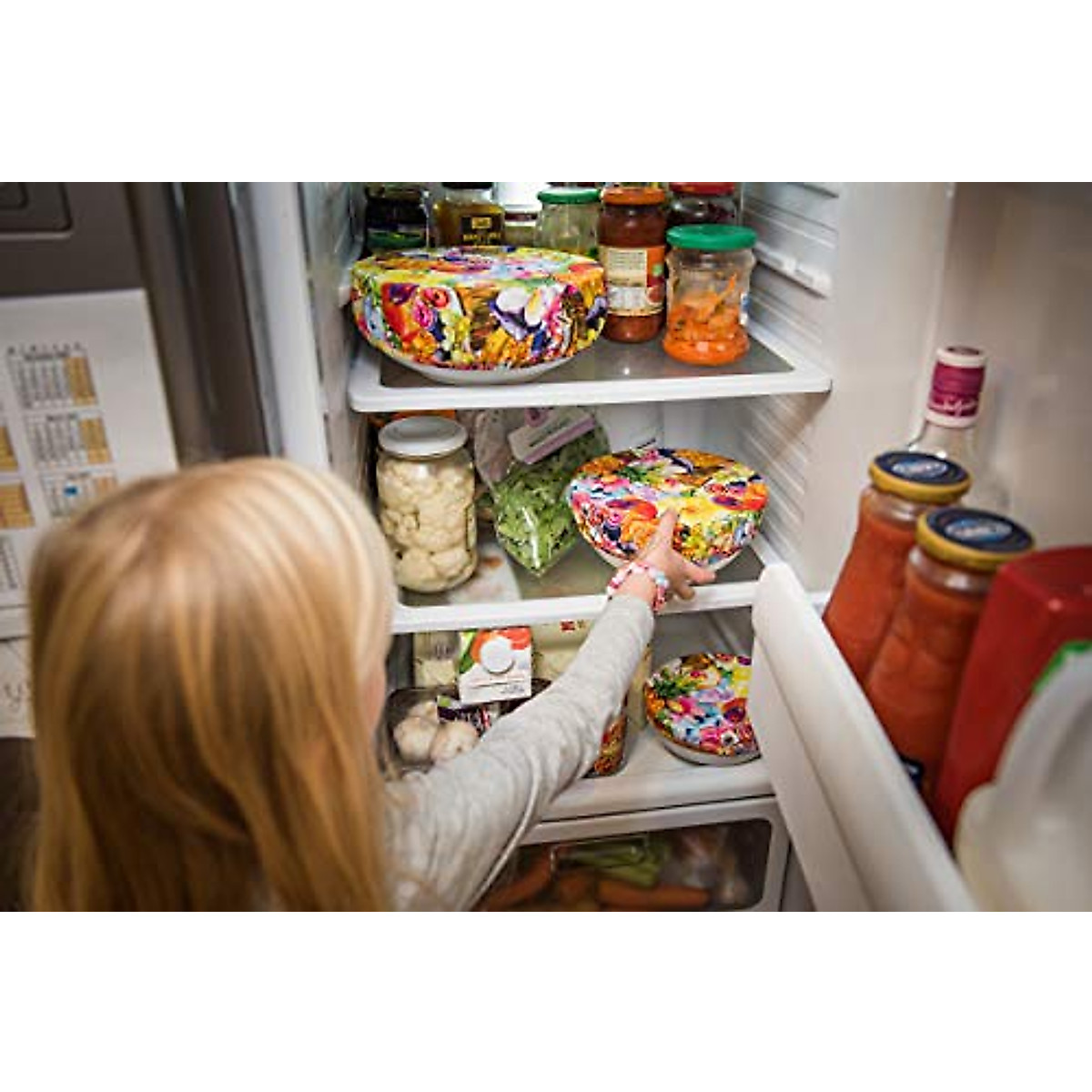 Reusable Bowl Cover – Elastic Bowl Covers Set of 3 Sizes – Stretch Bowl Covers – Reusable Food Covers – Cotton Fabric Bowl Covers with Food Safe Airtight Lining – Waterproof Eco Friendly Bowl Covers