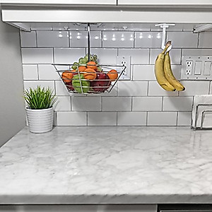 Banana Hanger – Under Cabinet Hook for Bananas or Other Lightweight Kitchen Items. Hook Folds-up When Not in Use. Self-adhesive and Pre-drilled Holes (Screws Provided!) Keep Bananas Fresh.(Black)