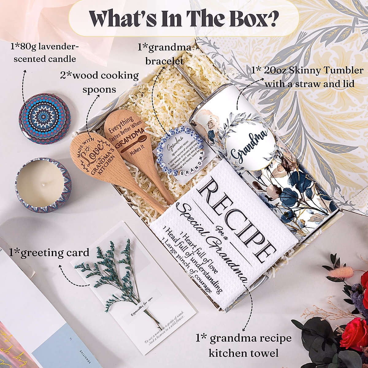 ELEMENU Mothers Day Gifts For Grandma, Grandmother Birthday Christmas Gifts Ideas from Grandkids, Granddaughter, Grandson - Best Grandma Gift Basket