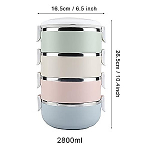 Haofy Stainless Steel Lunch Box Portable Stainless Steel Lunch Box Container Bento Box Food Container(Four layers 2800ml)