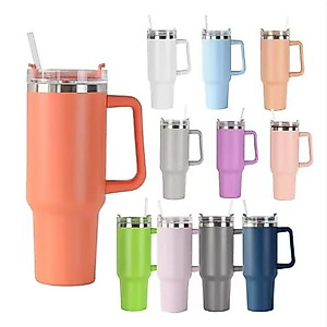 Generic Adventure Quencher 40 oz Tumbler With Handle And Straw Vacuum Insulated Stainless Steel Tumbler Thermo Cup (White)